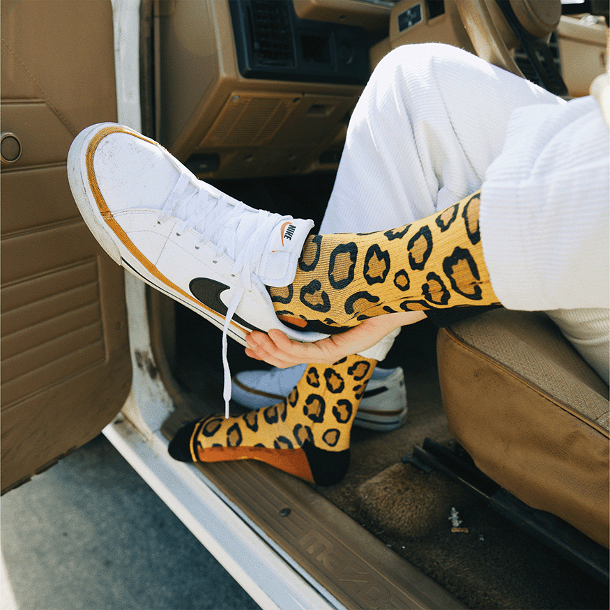 leopard print running socks
